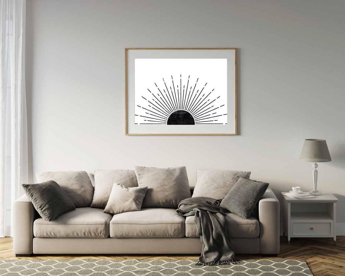 PRINTABLE, Black Sun Wall Art, Boho Sun Print Wall Decor, Minimalist ...