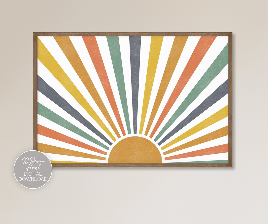 Boho Sun Print, Colorful Wall Art, Boho Wall Decor, Retro Wall Art ...