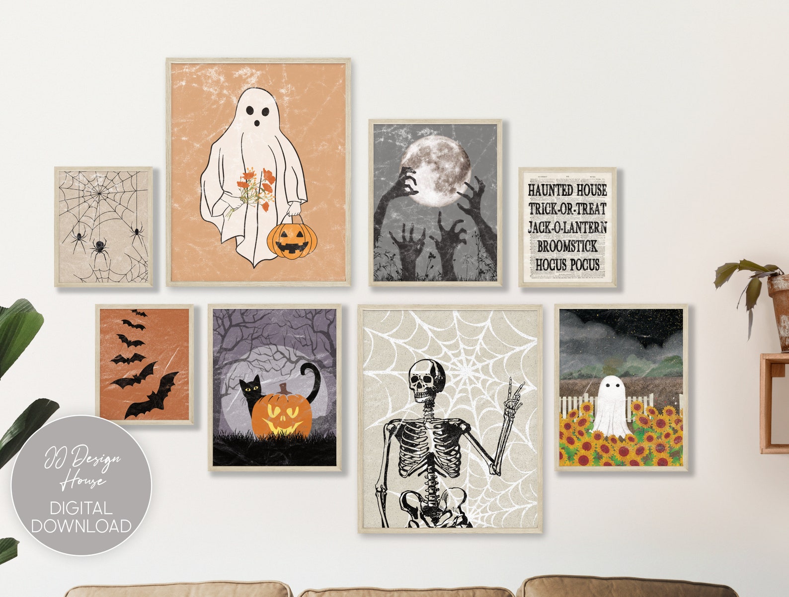 Vintage Halloween Prints Set of 8 Halloween Decor Halloween - Etsy