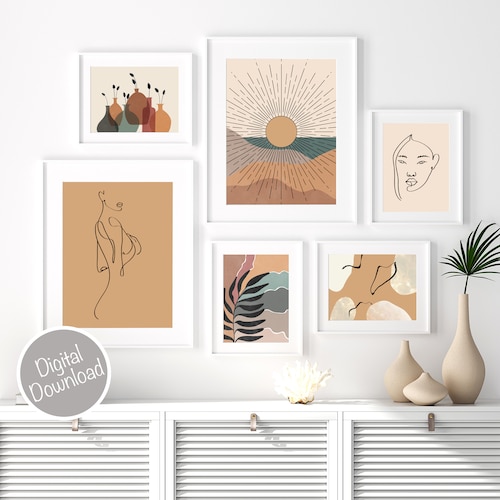 Home & Living Prints Set Of 4 Boho Printables Boho Abstract Cutouts ...