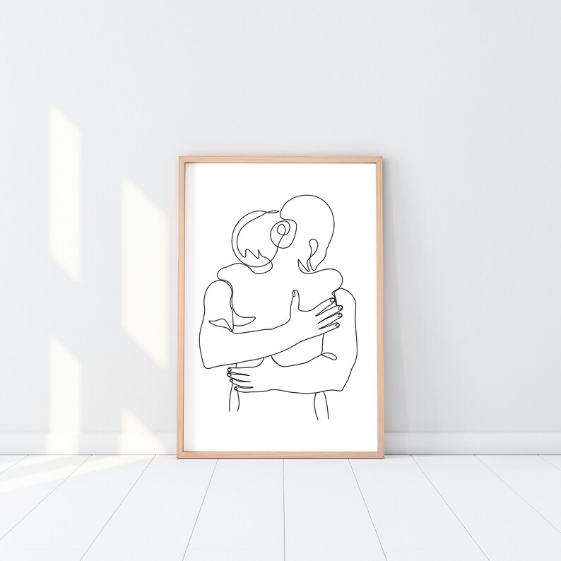 Abstract Couple Line Art, Romantic Poster, Couple One Line Drawing ...
