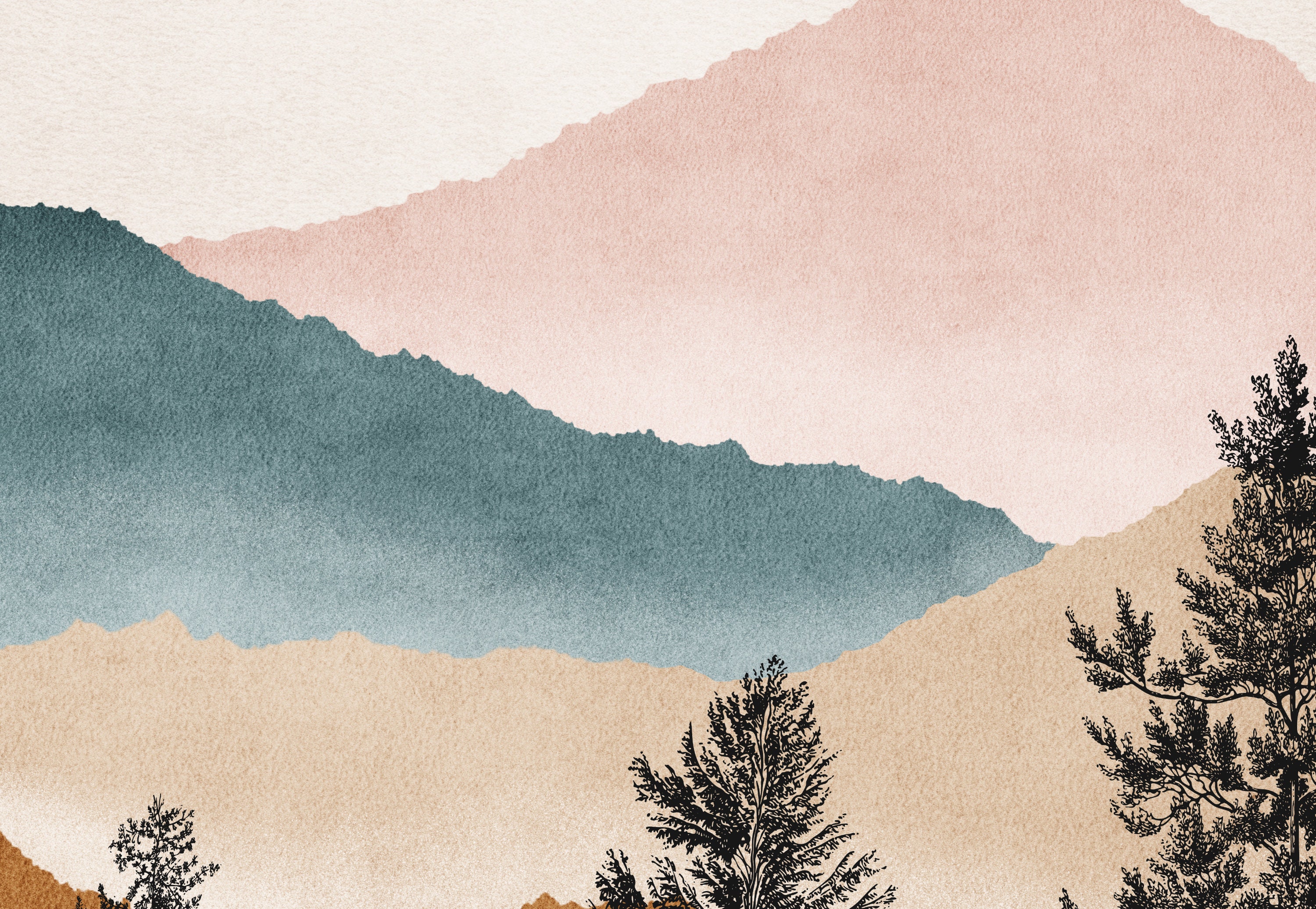 Watercolor Mountain Wall Art Mountain Art Print Landscape - Etsy