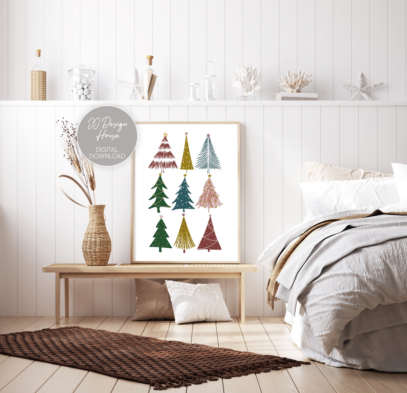 Christmas Tree Print Boho Holiday Print Holiday Decor - Etsy
