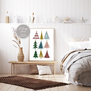 Christmas Tree Print, Boho Holiday Print, Holiday Decor, Christmas Wall ...