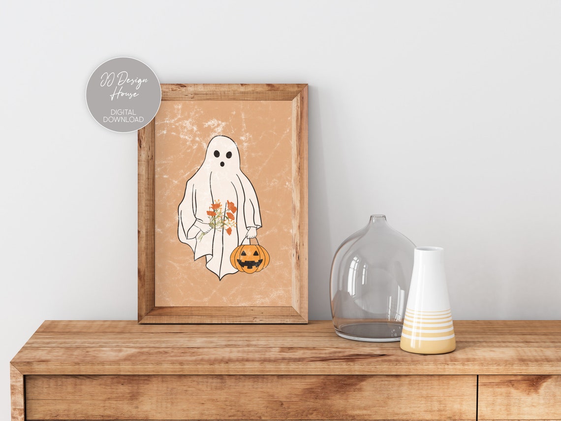Halloween Art Print Cute Ghost Print Halloween Wall Art - Etsy