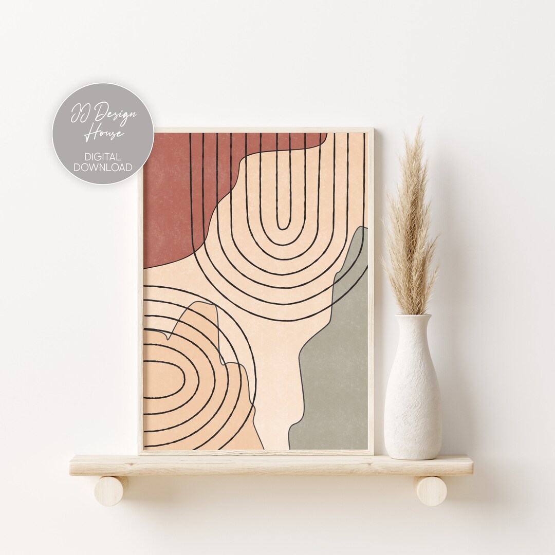 Abstrakte Wandkunst, Mid Century Moderne Kunst, Schwarze Bögen Druck, Terrakotta Drucke ...