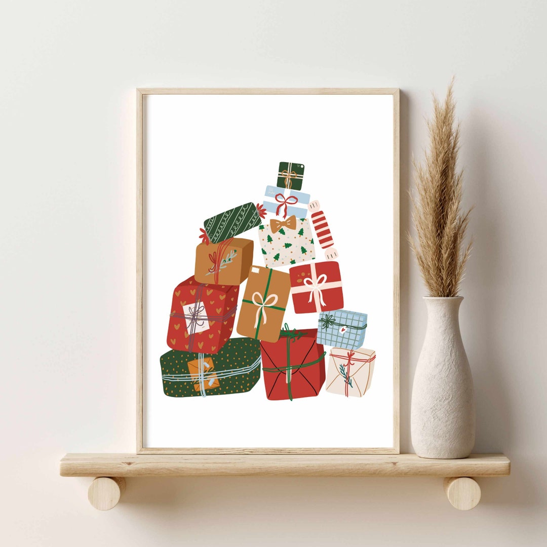 Christmas Presents Print, Merry Christmas Printable Art, Colorful ...