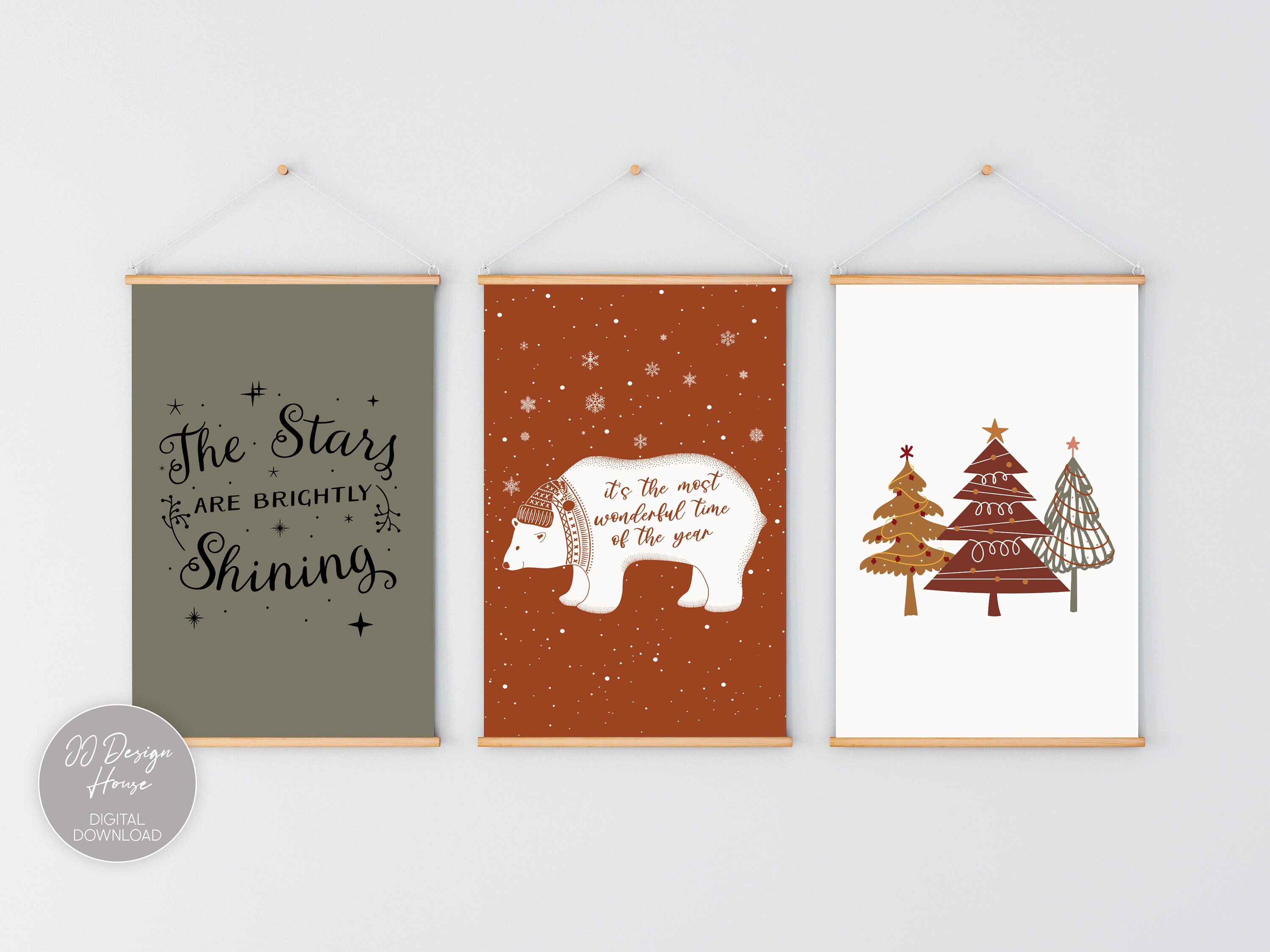 Christmas Printable Wall Art, Christmas Print Set of 8 Prints ...