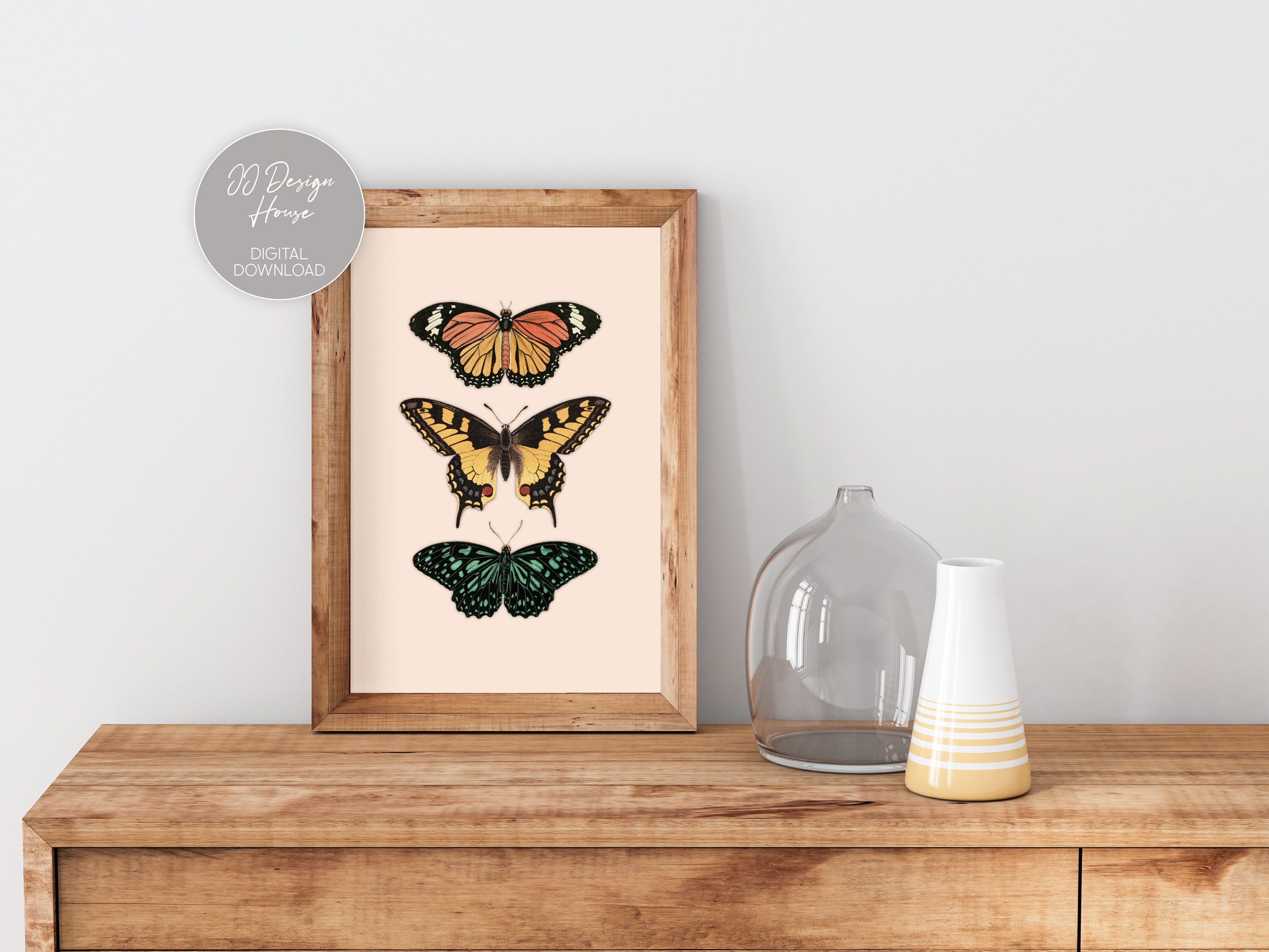 Retro Butterfly Print Printable Wall Art Butterfly Wall Art - Etsy