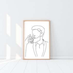 Bar Wall Art, Beard Art, Line Art Bar Prints, Man and Woman Line Art ...