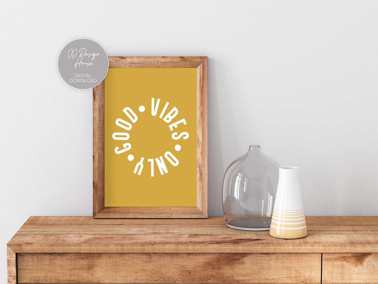 Good Vibes Only Yellow Wall Art Retro Quote Print Mustard - Etsy