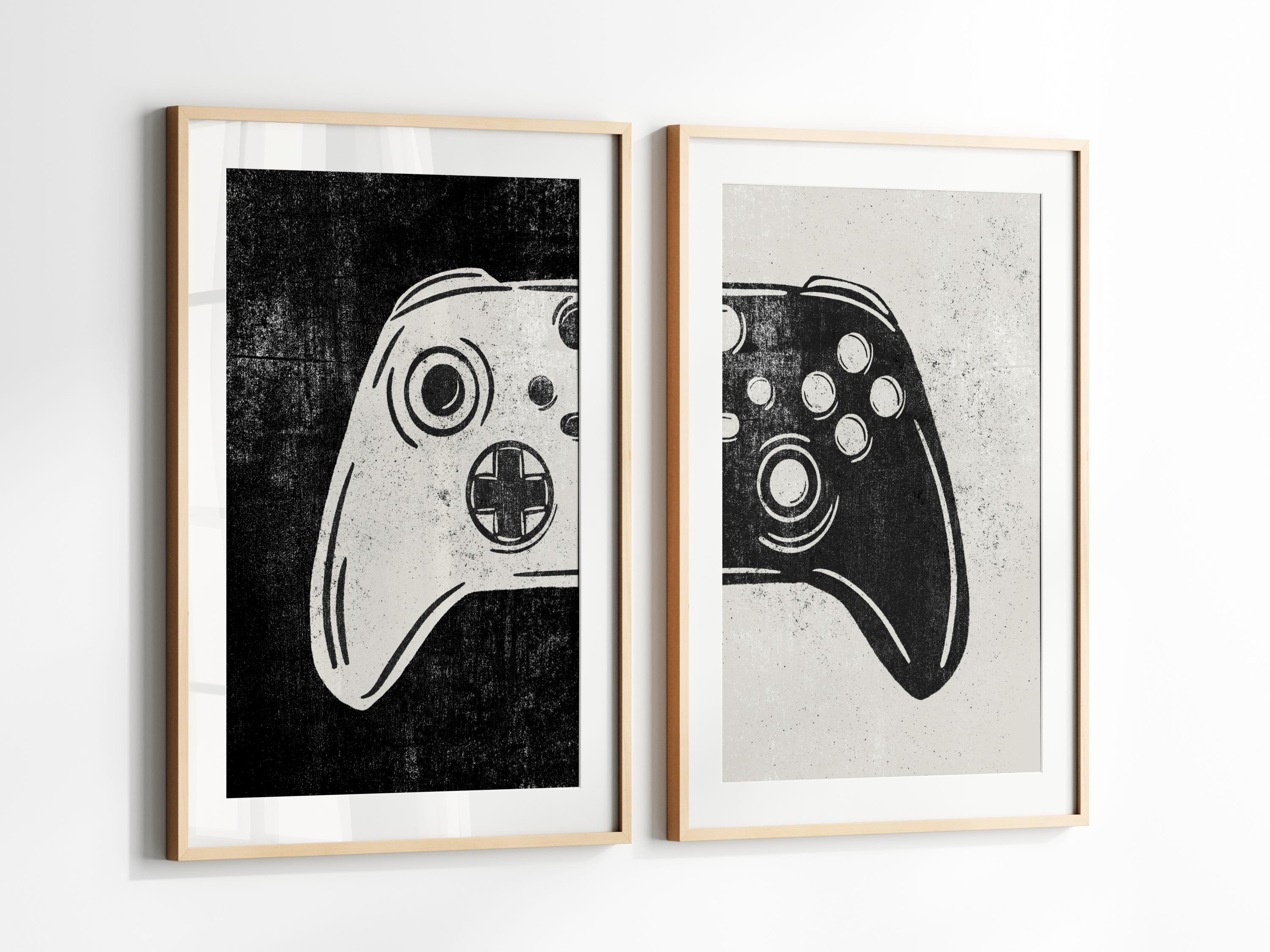 Gamer Wall Art Set: Neutral Game Controller Prints - Etsy