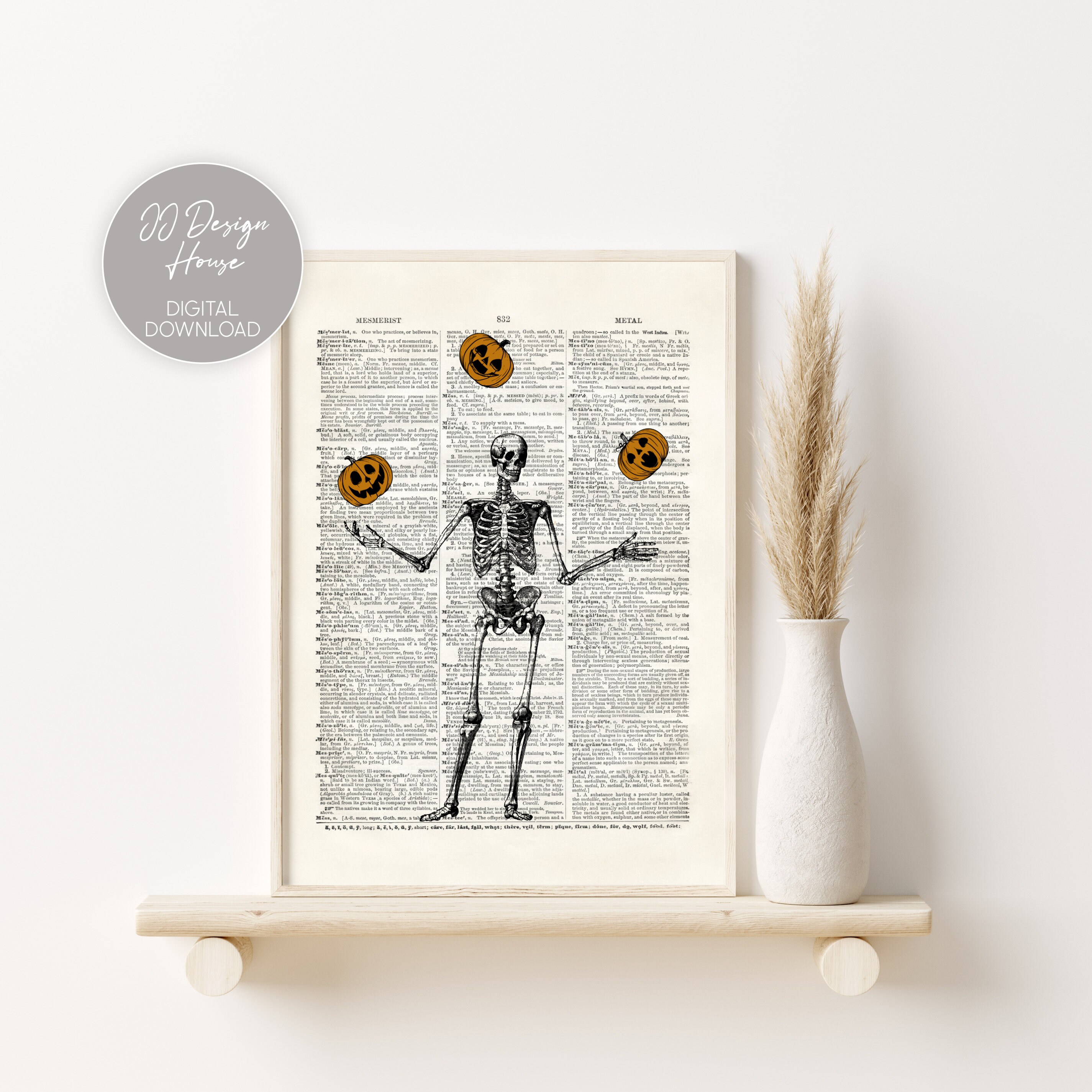 Skeleton Print Halloween Print Halloween Wall Art Spooky - Etsy
