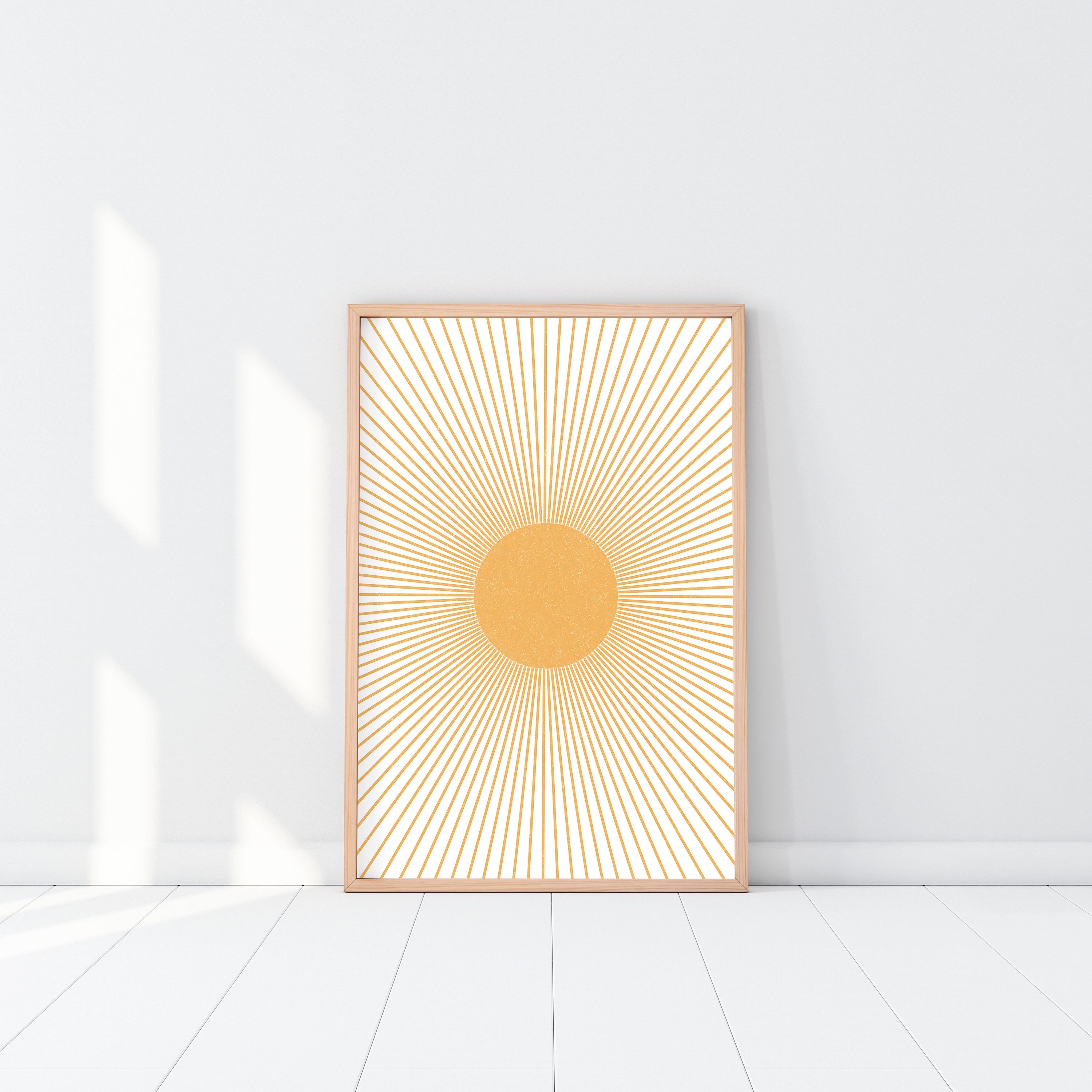 Boho Sun Wall Art Orange Sun Poster Abstract Sun Rays Wall | Etsy