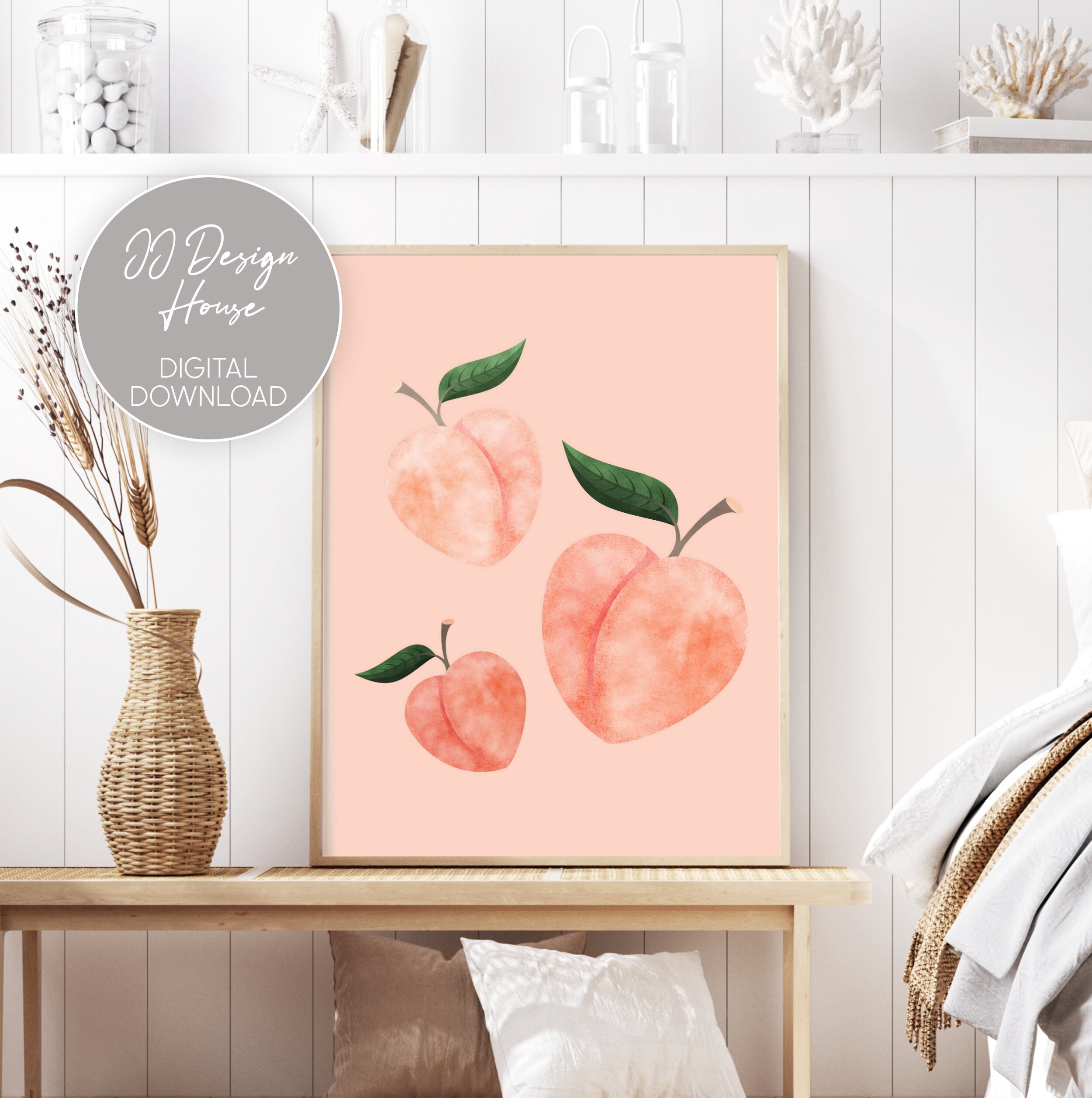 Peach Print Printable Wall Art Peach Art Teen Girls Bedroom | Etsy