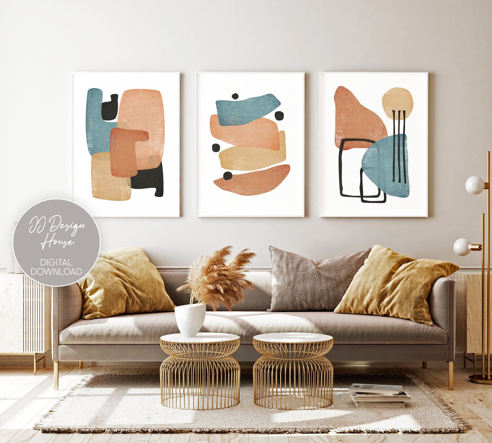 Abstract Wall Art Set of 3 Geometric Poster Gallery Wall 3 | Etsy