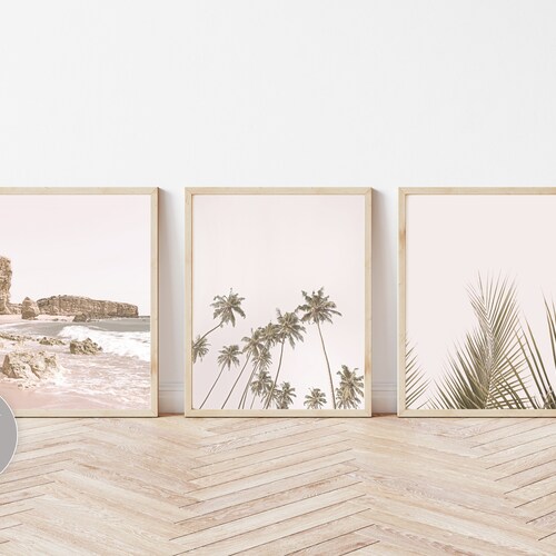 Palm Tree Wall Art Tropical Decor Palm Tree Print Set Of 3 Etsy