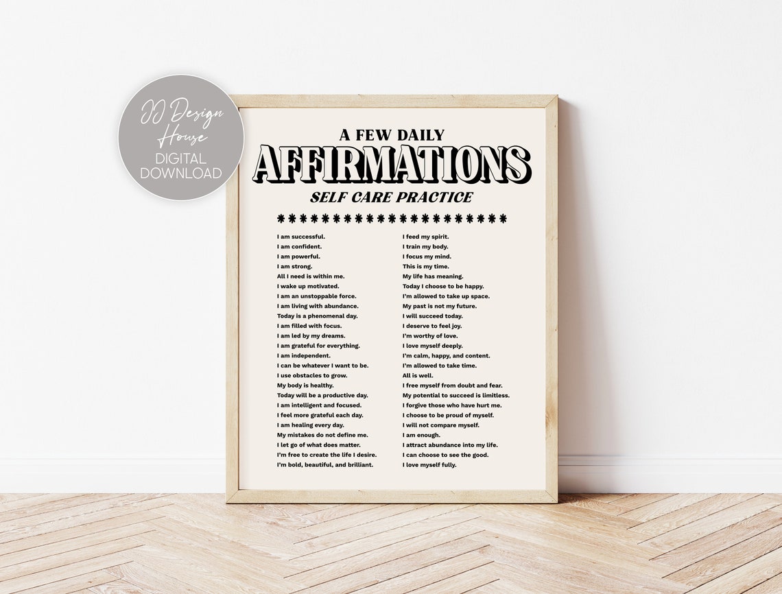 Daily Affirmations Print Self Care Print Positive Mantra - Etsy