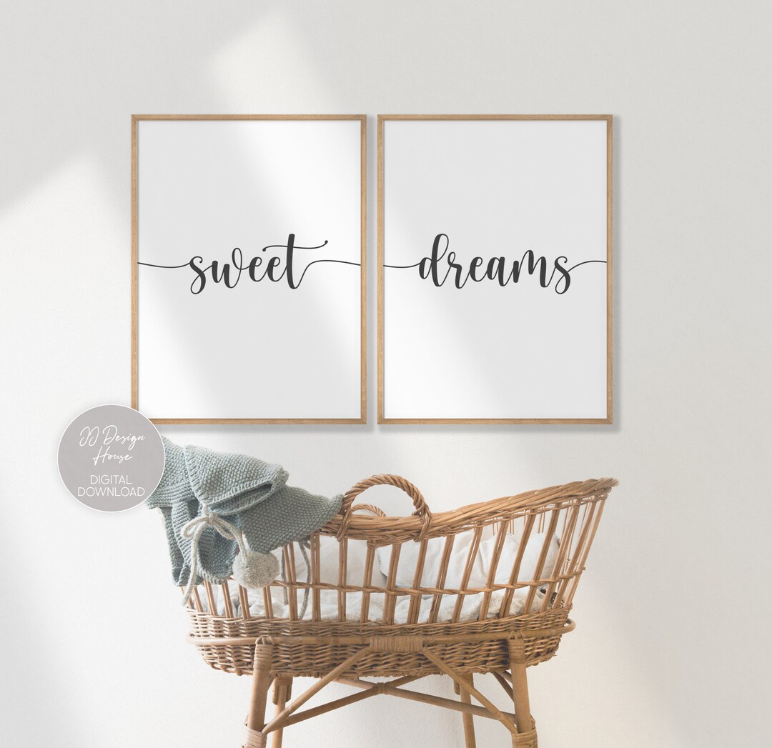 Sweet Dreams Printable, Bedroom Decor, Quote Prints Set of 2 ...