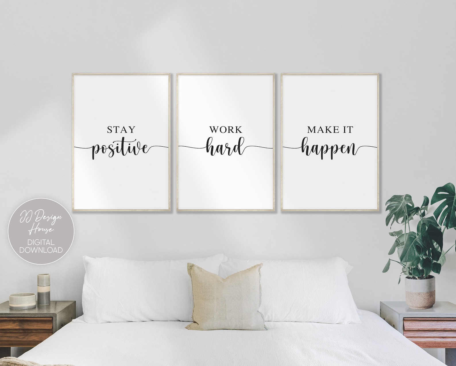 Office Wall Art Set of 3 Prints, Stay Positive, Work Hard, Make It ...