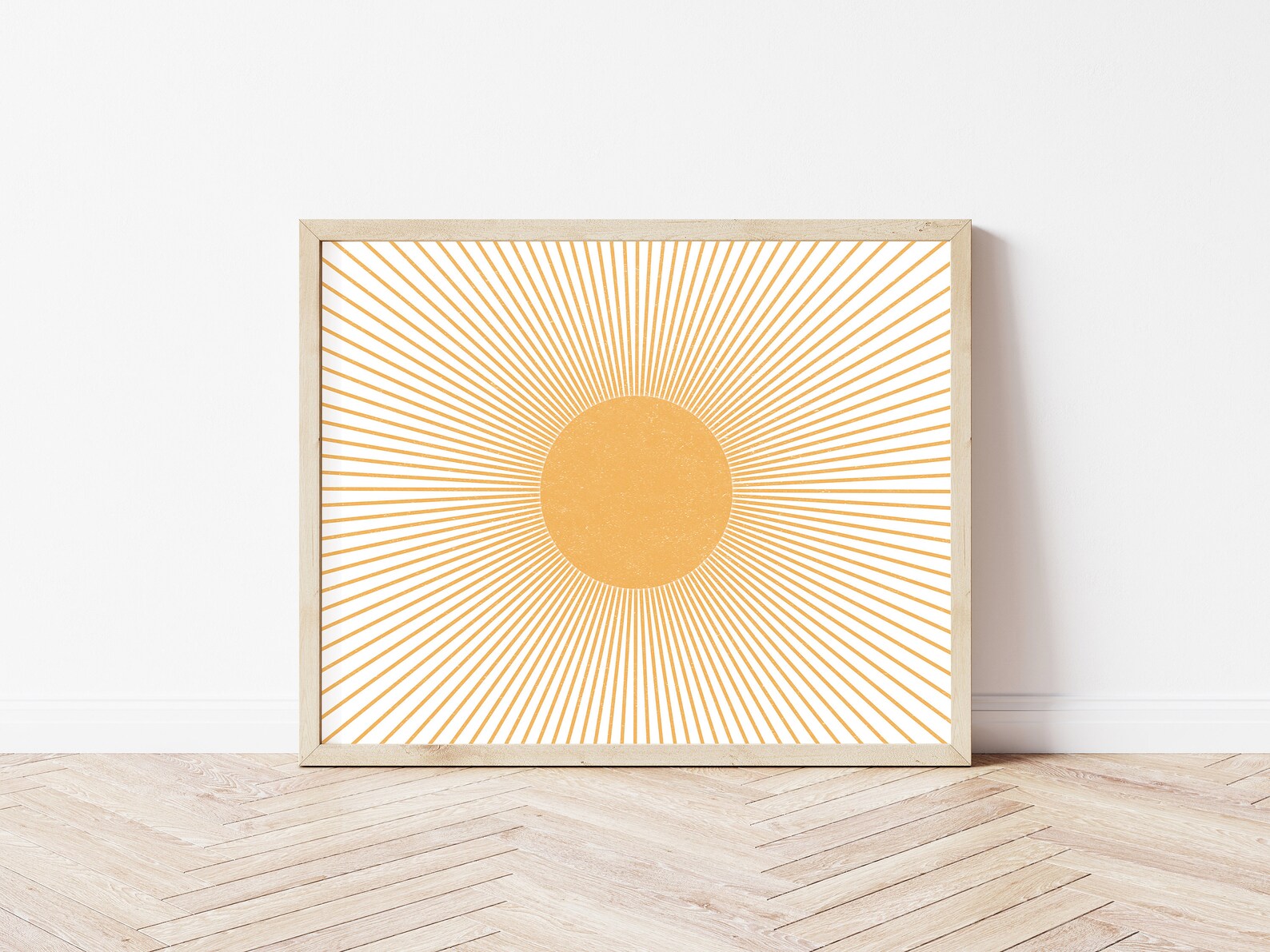 Boho Sun Wall Art Orange Sun Poster Abstract Sun Rays Wall | Etsy