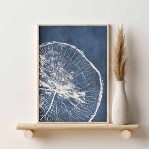 Blue Tree Ring Art, Tree Stump Print, Triptych Wall Art, Printed Wall ...