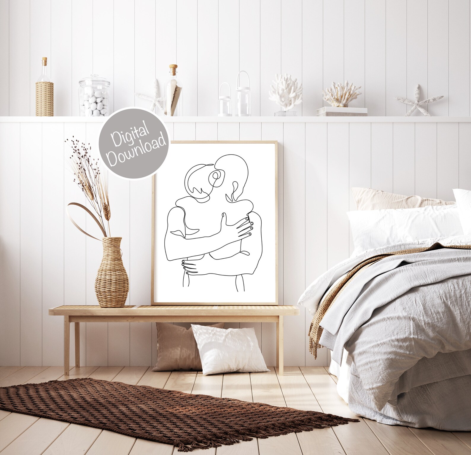 Abstract Couple Line Art, Romantic Poster, Couple One Line Drawing ...