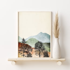 Mountain Wall Art, Watercolor Mountain Print, Nature Wall Art, Mountain ...