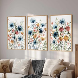 Watercolor Botanical Prints Set Floral Wall Art Boho Prints - Etsy
