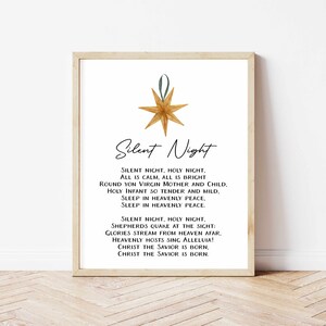 Christmas Carol Print, Silent Night Printable Christmas Wall Art ...