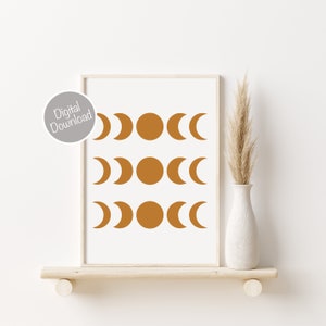 Set of 6 Boho Prints, Gallery Wall Set, Sun Printable, Moon Phases ...