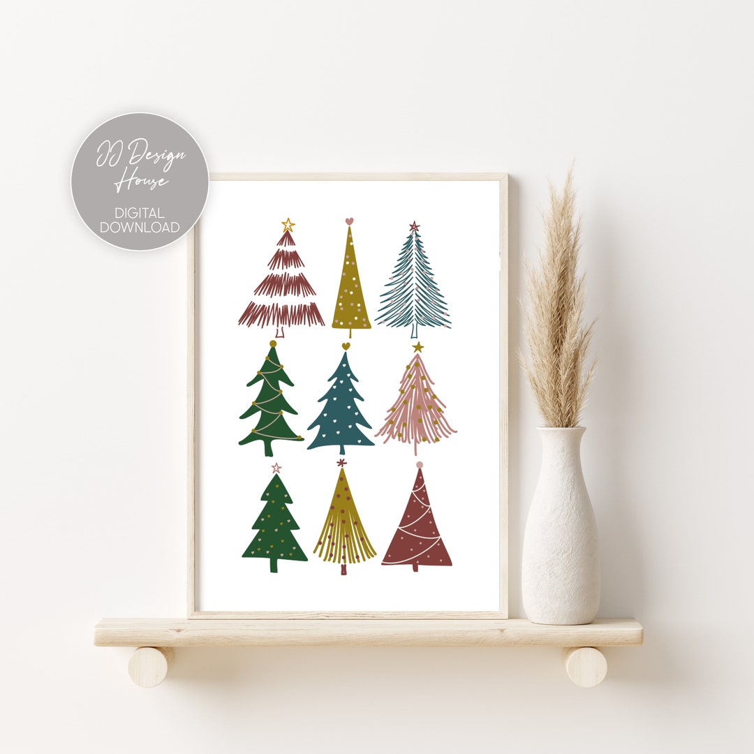 Christmas Tree Print Boho Holiday Print Holiday Decor - Etsy