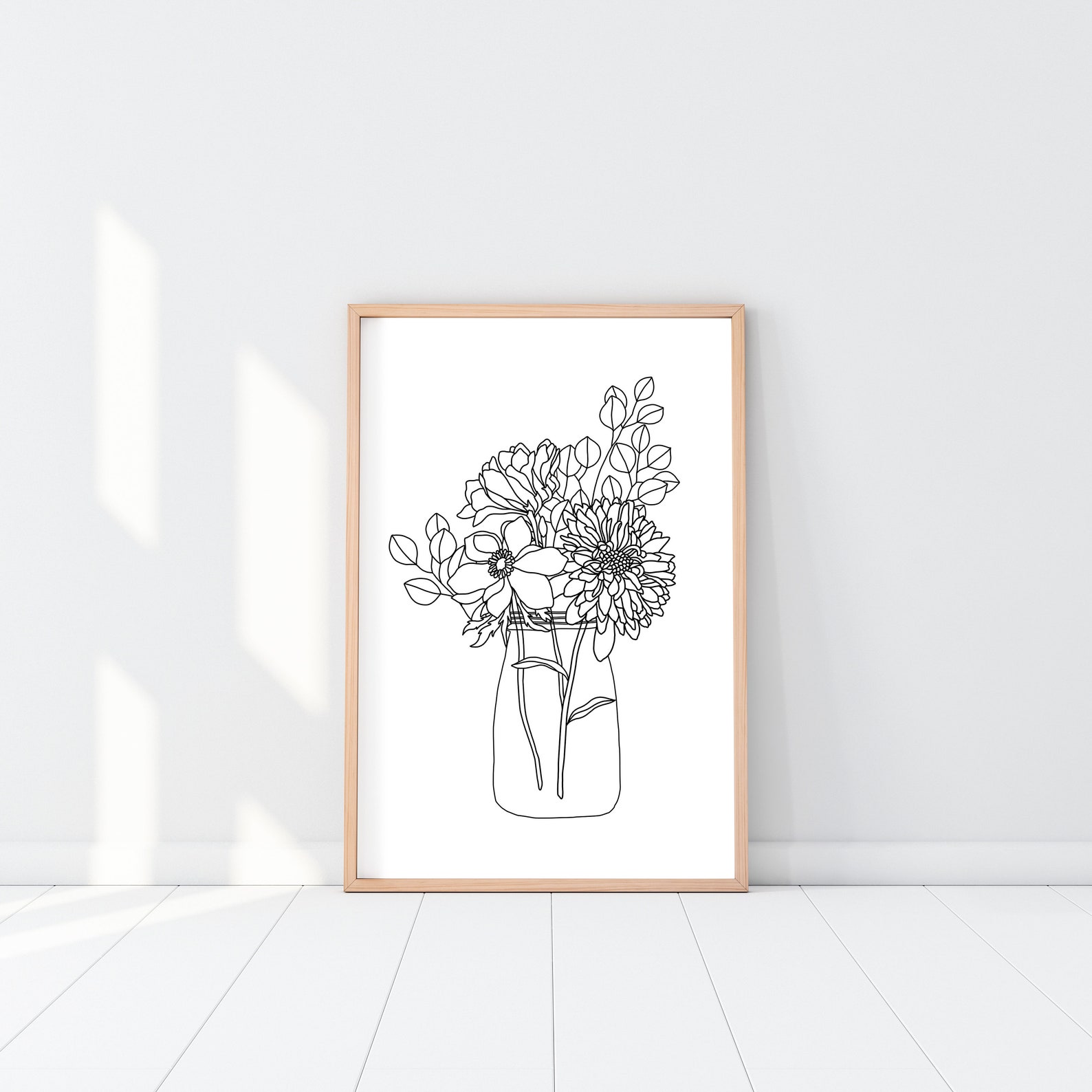 Flower Line Art Floral Line Art Printable One Line Art - Etsy