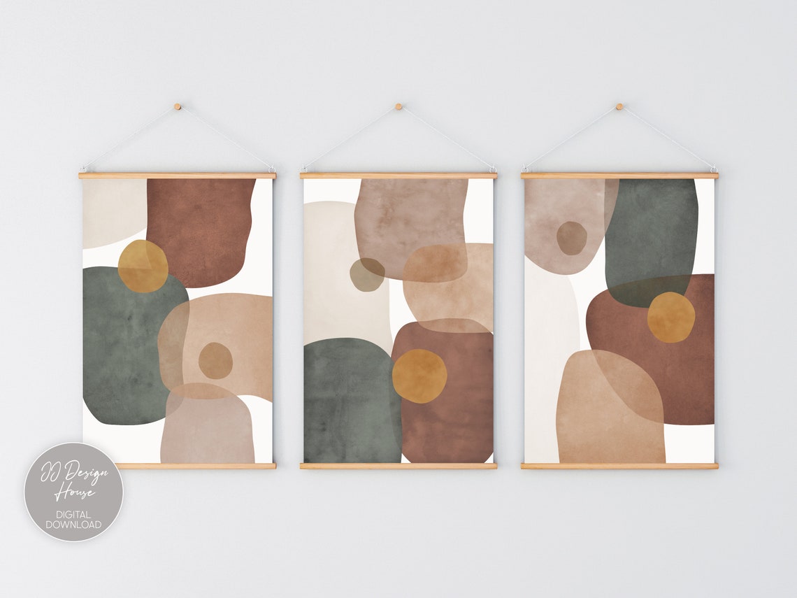 Earth Tone Decor, Abstract Wall Art, Watercolor Shapes Printable Wall ...