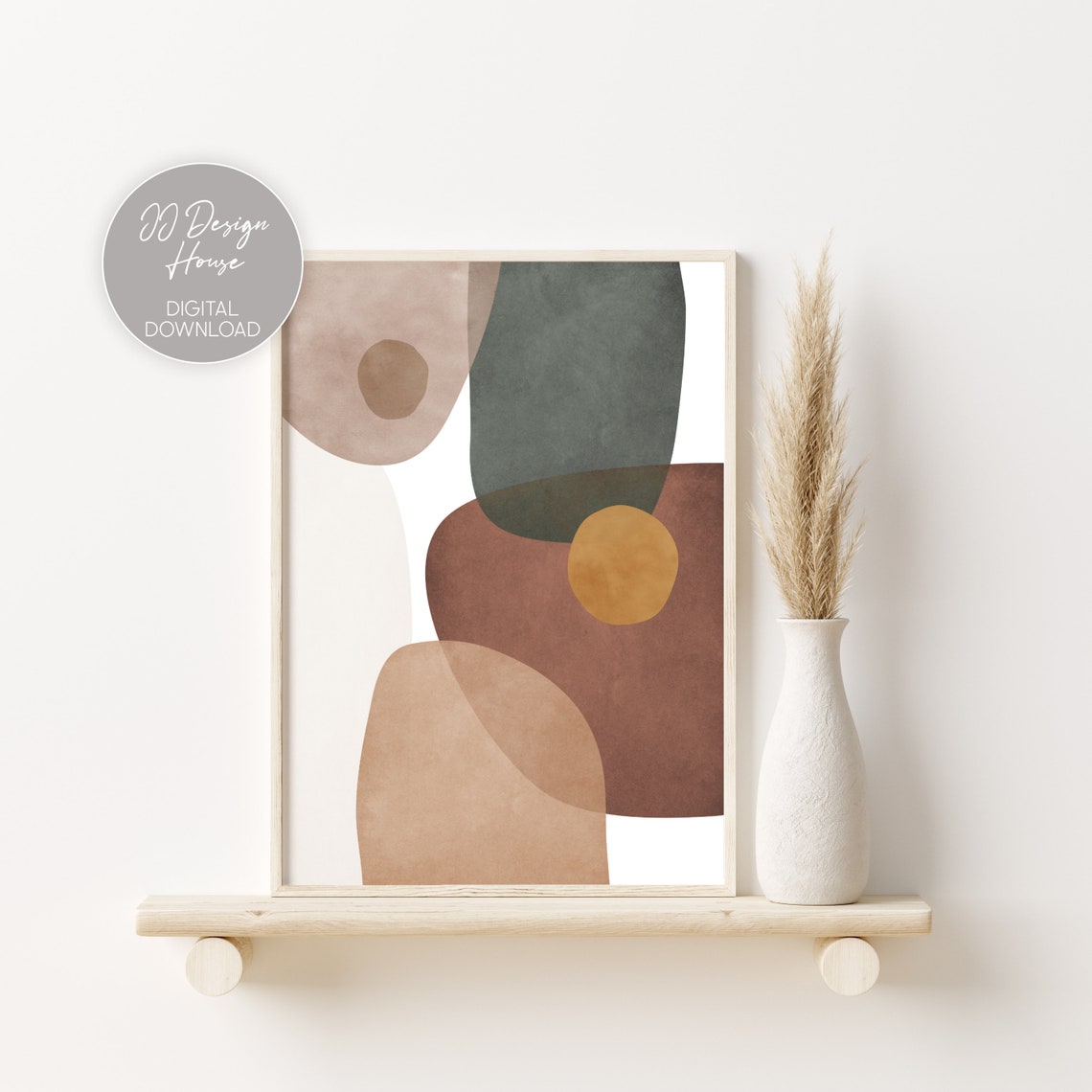 Earth Tone Decor, Abstract Wall Art, Watercolor Shapes Printable Wall ...