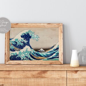 The Great Wave off Kanagawa, Vintage Print, Katsushika Hokusai Print ...