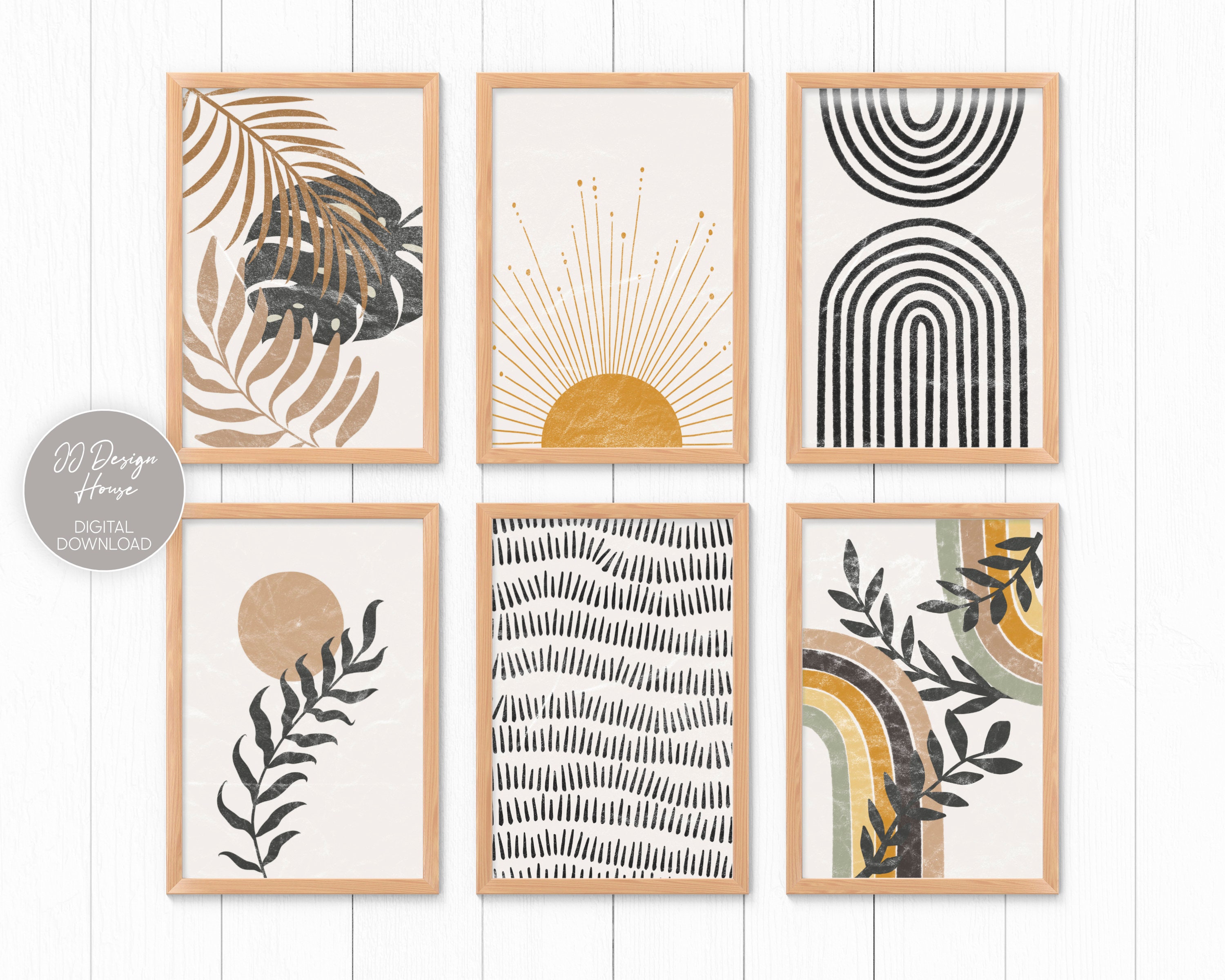 Boho Wall Art Gallery Wall Set Mid Century Modern Prints | Etsy