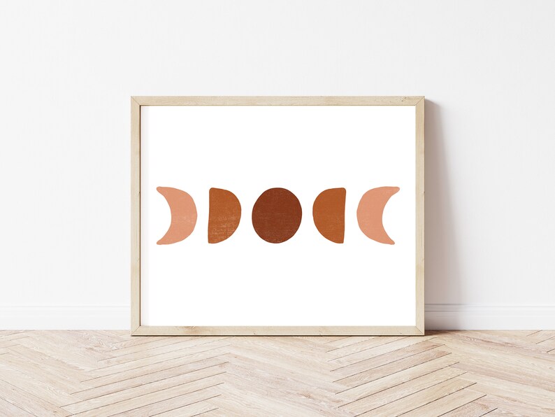 Boho Wall Decor Moon Phases Print Boho Moon Art Moon Cycle | Etsy