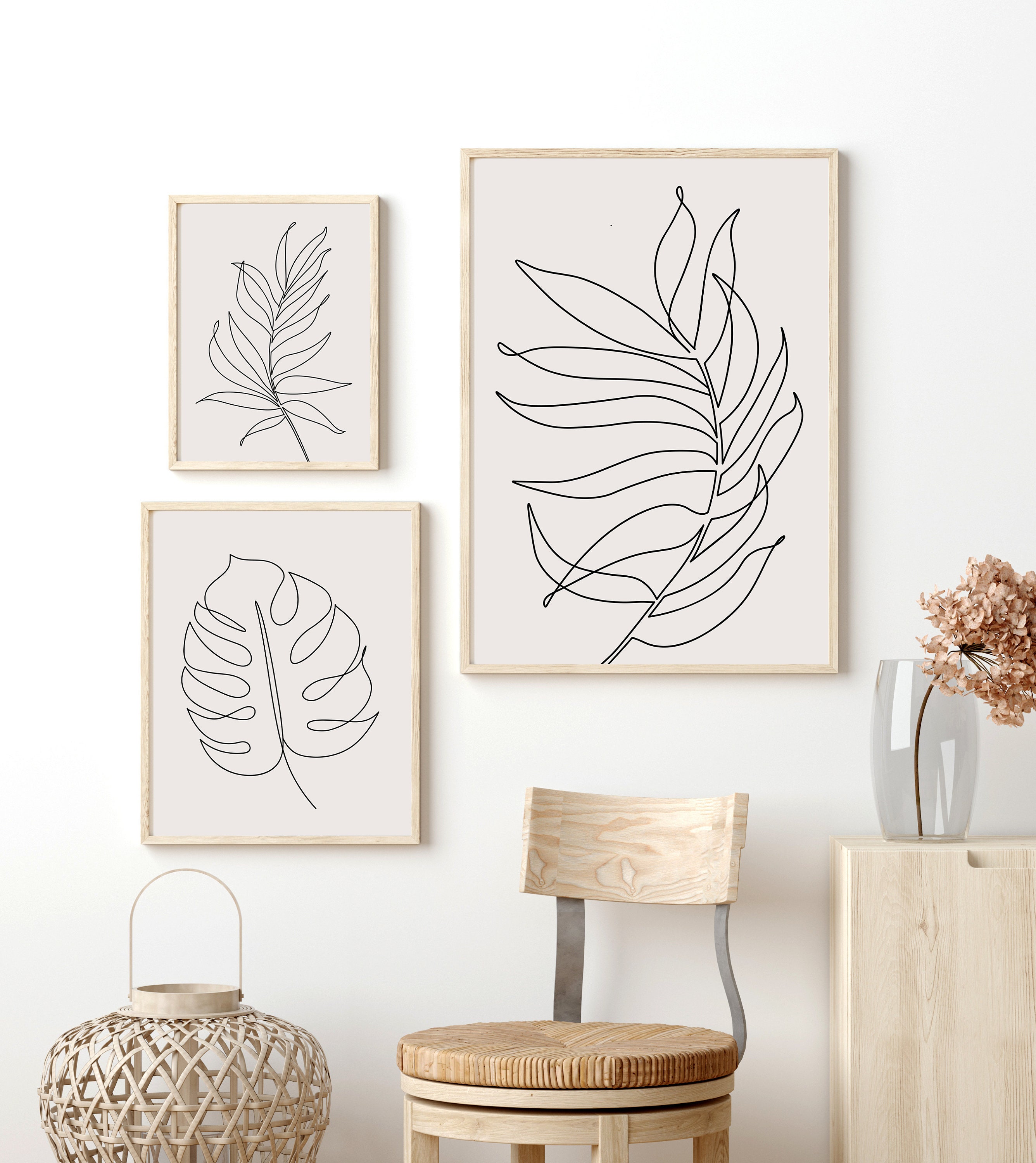 Minimalist Wall Art Plant Line Art Minimalist Decor Leaves | Etsy