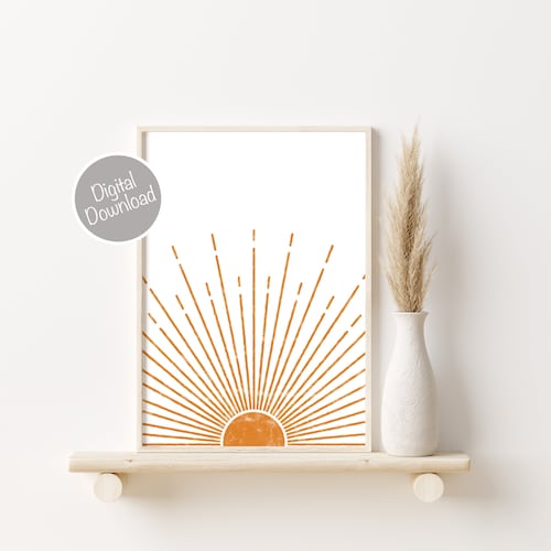 Wall Decor Boho Abstract Sun Art Print Sun and Hands - Etsy