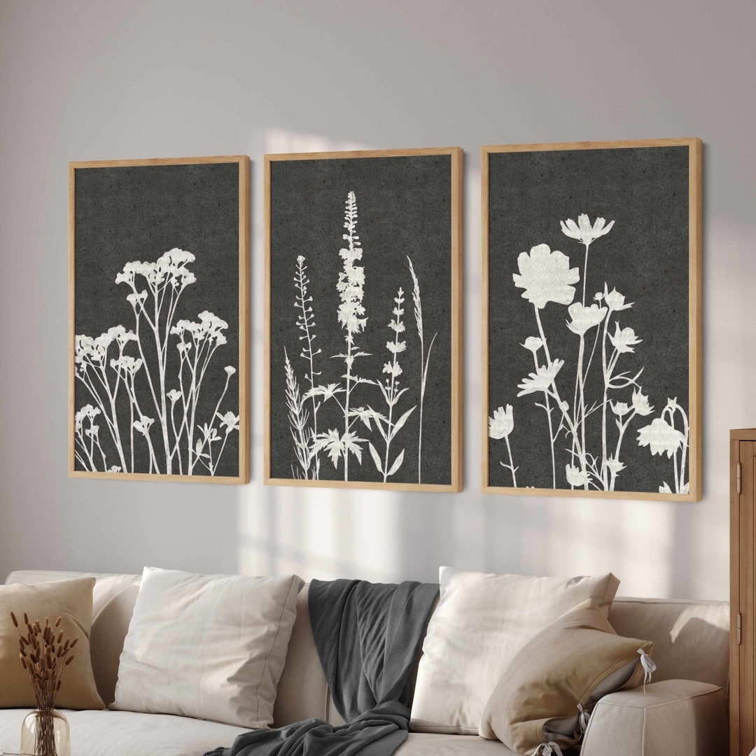 Neutral Botanical Print Set, Floral Wall Art Prints, Botanical Prints ...