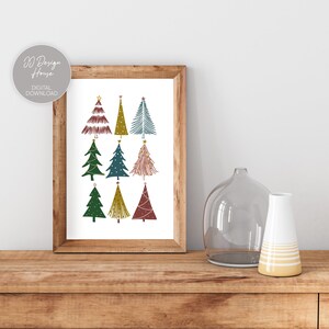 Christmas Tree Print, Boho Holiday Print, Holiday Decor, Christmas Wall ...