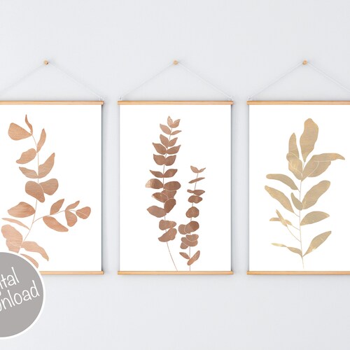 Botanical Art Set of 3 Prints Terracotta Gallery Wall Set | Etsy