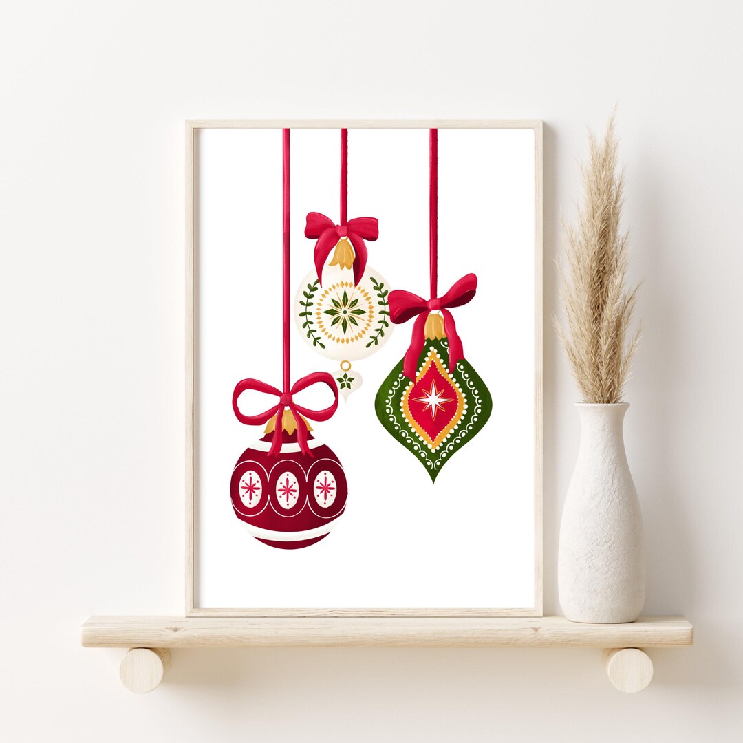 Christmas Balls Wall Art, Christmas Ornament Print, Christmas Wall Art ...