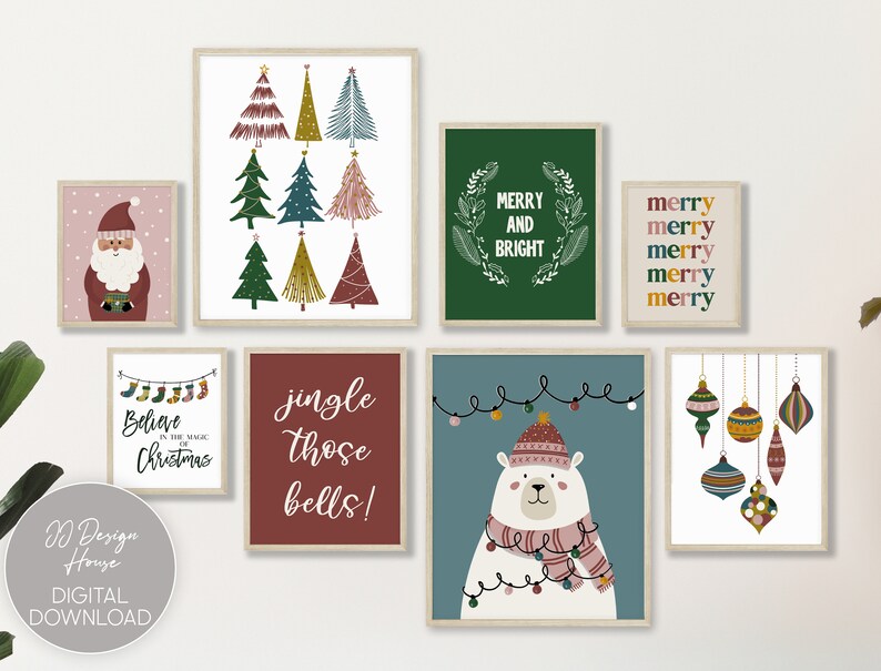 Boho Christmas Prints Set of 8 Christmas Printables - Etsy