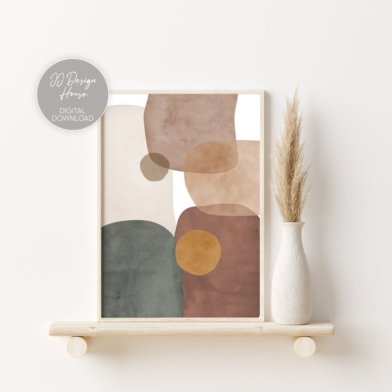 Earth Tone Decor, Abstract Wall Art, Watercolor Shapes Printable Wall ...