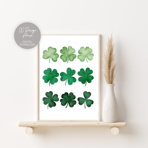 St. Patricks Day Decor Clover Printable Wall Art Shamrock - Etsy