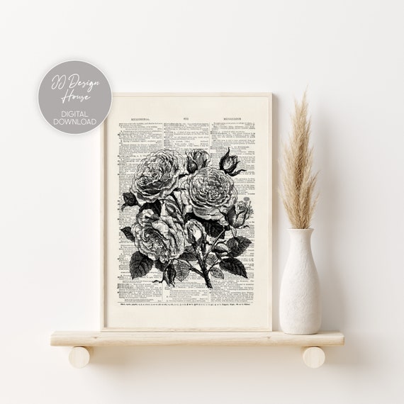 Vintage Botanical Print Flower Dictionary Print Dark | Etsy