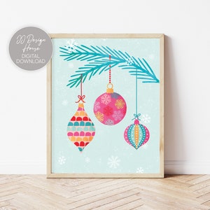 Pink Christmas Decor Boho Christmas Print Pink Holiday - Etsy