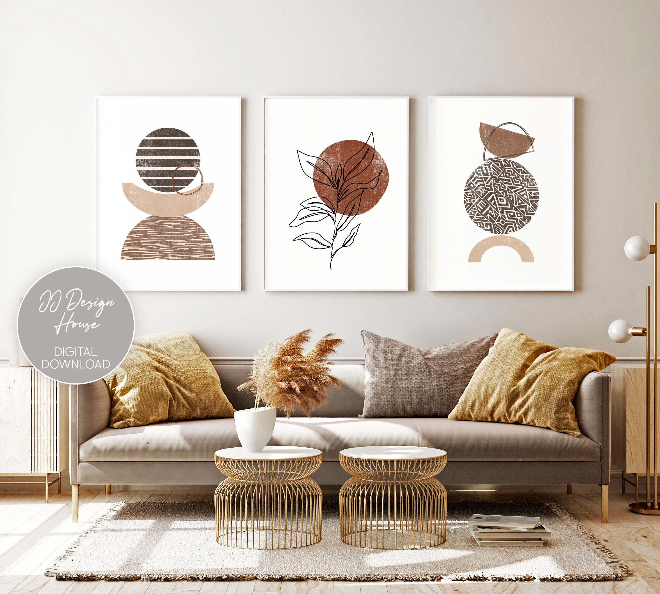 Boho Wall Art Boho Decor Set of 3 Prints Abstract Gallery | Etsy